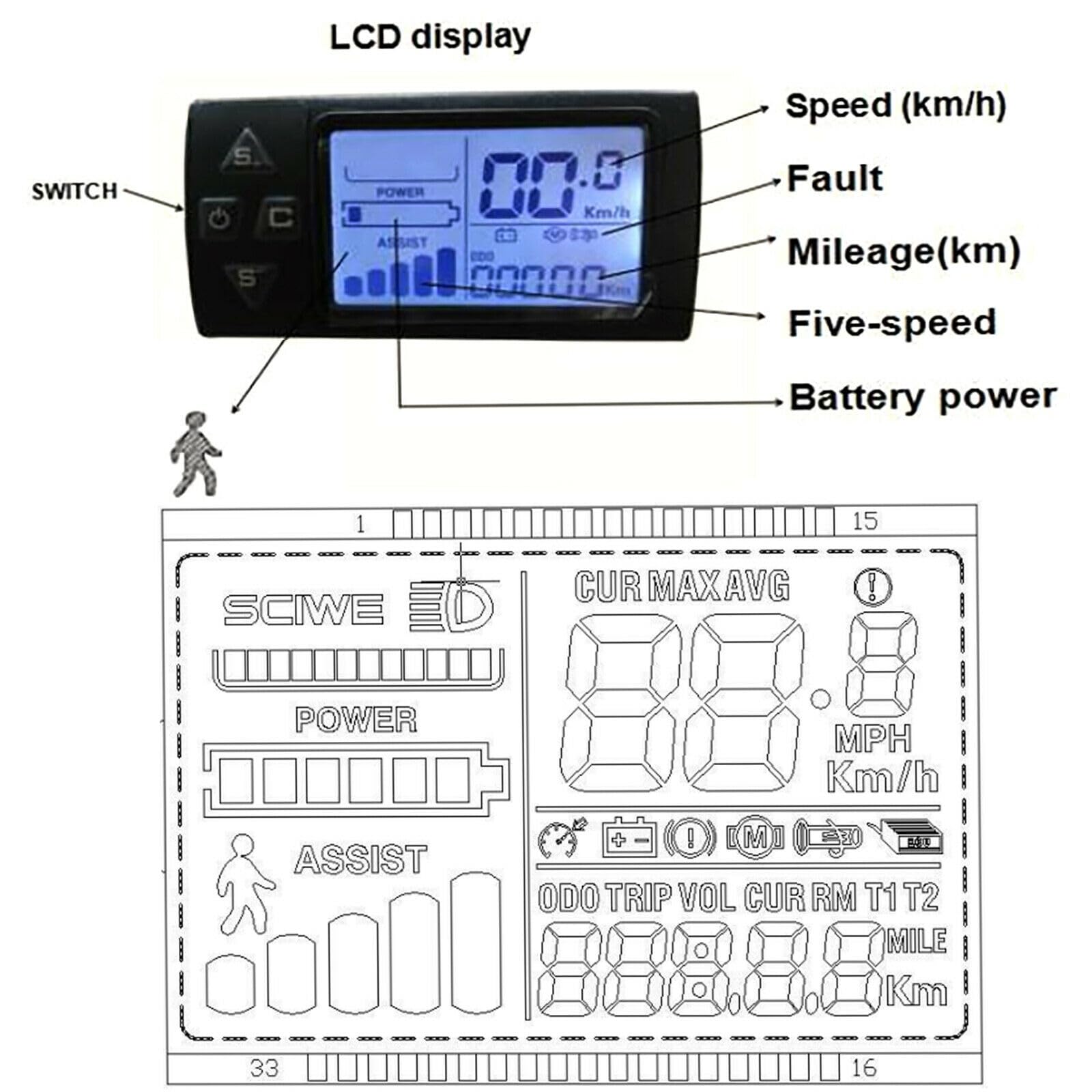 26" 48V 1500W Electric Fat Bike Conversion Kit Rear Wheel E-Bike Motor Conversion Kit with LCD Display for Fat Tire Bike Frame Ebike Wheel Kit Cycling Brushless Gearless Hub Motor Kit
