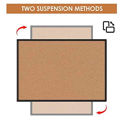 Board2by Cork Board Bulletin Board 48 x 36, Black Aluminium Framed 4x3 Corkboard, Office Board for Wall Cork, Large Wall Mounted Notice Pin Board with 18 Push Pins for School, Home & Office