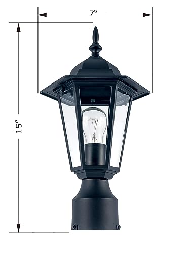 VOLBOZ Outdoor Post Light, Pole Lantern, E26 Base 60W Max, Metal Housing Plus Glass, Wet Location Rated, Bulbs not Included,IP65