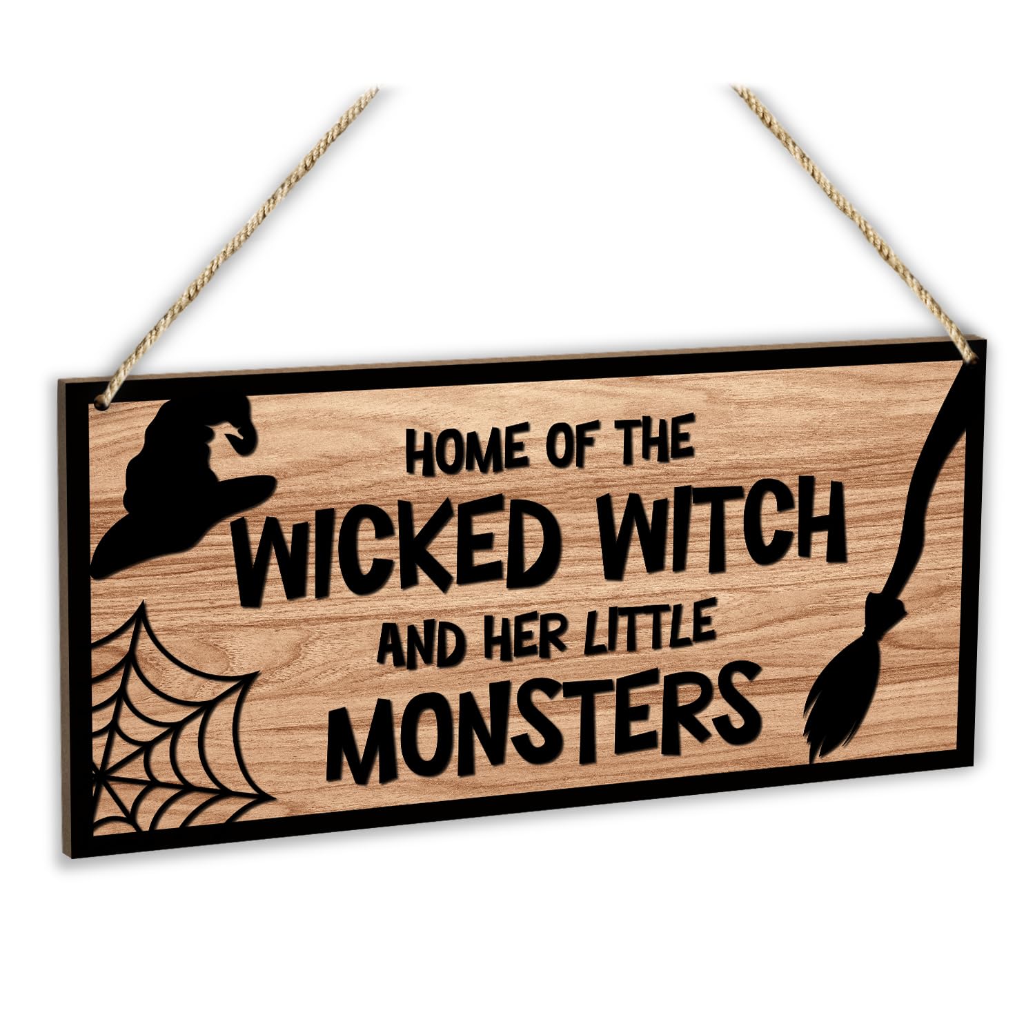 Home Of The Witch Sign, Halloween Wooden Hanging Sign, Home Fall Witch Hat Wood Sign Plaque for Front Door, Happy Halloween Porch Yard Decor Wall Art Sign, Indoor Outdoor Halloween Party Supplies-22