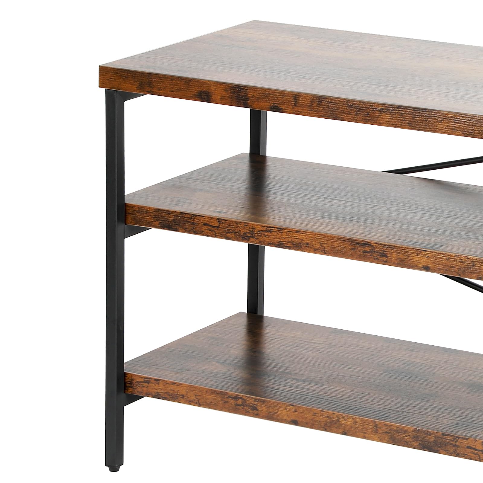 VOWNER TV Stand with Power Outlets up to 70 Inches, 63'' Entertainment Center for Living Room, TV Console Table with Open Storage Shelves, Rustic Brown