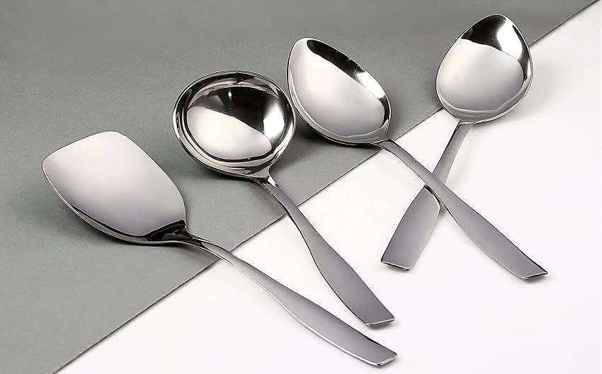 Stainless Steel Flatware & Cutlery Serving Set Premium Fork Dinner Spoons, Tableware Spoon & Tea & Dessert Spoons with Ladle karchi, Rice & Serving Spoon Set of 22 PCS