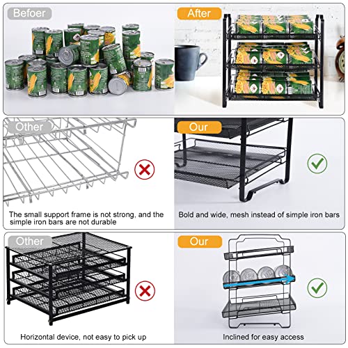 BTideas Can Organizer for Pantry, 3 Tier Stackable Can Rack Organizer, Canned Goods Organizer for Pantry, Holds Upto 36 Cans for Kitchen Cabinet or Pantry