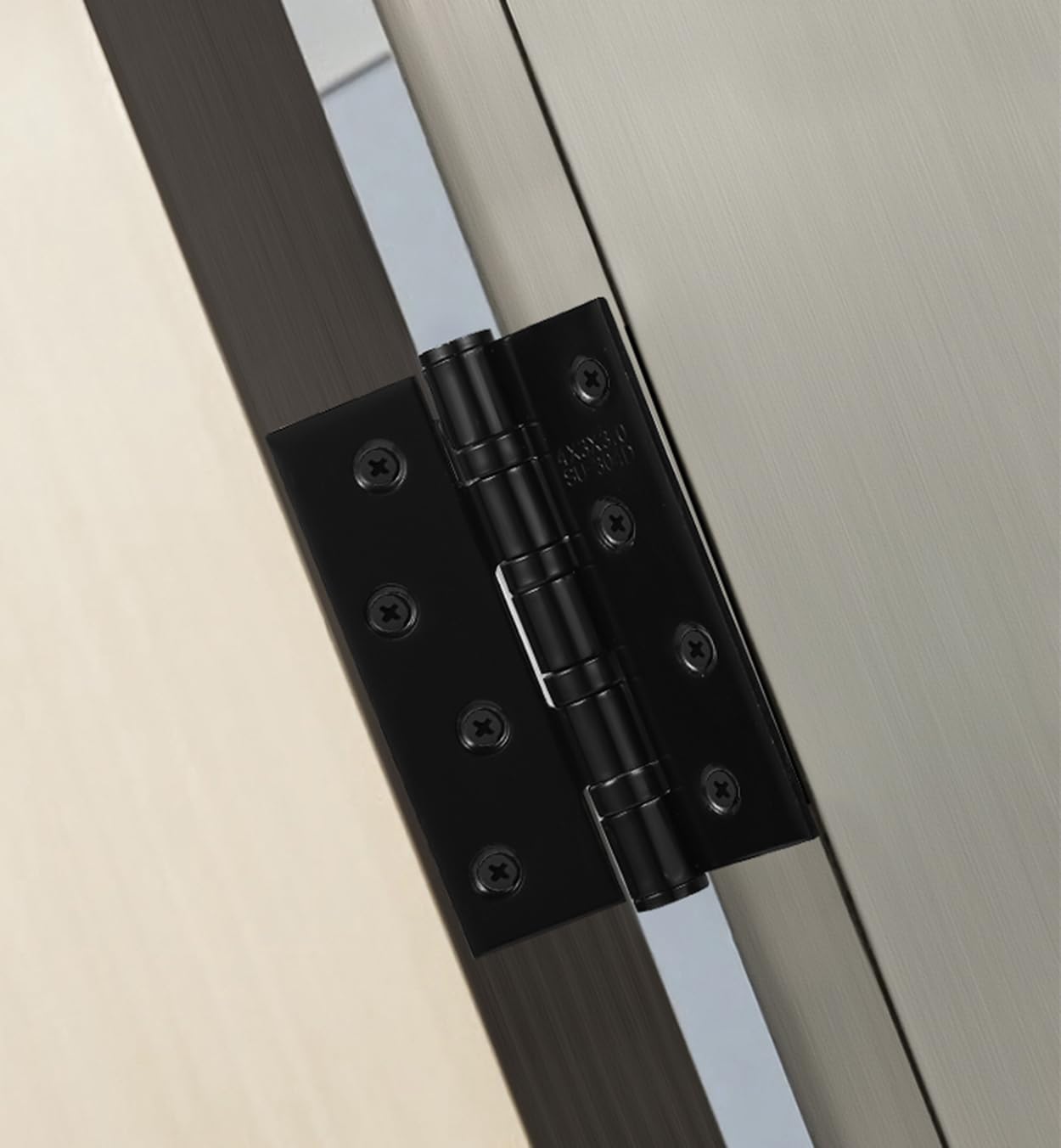 WANLIAN 4" Matte Black Ball Bearing Door Hinges,3 mm Thick Stainless Steel,Solid Square Corner Heavy-Duty for Exterior & Interior Doors, with Mounting Screws (2 Pack)