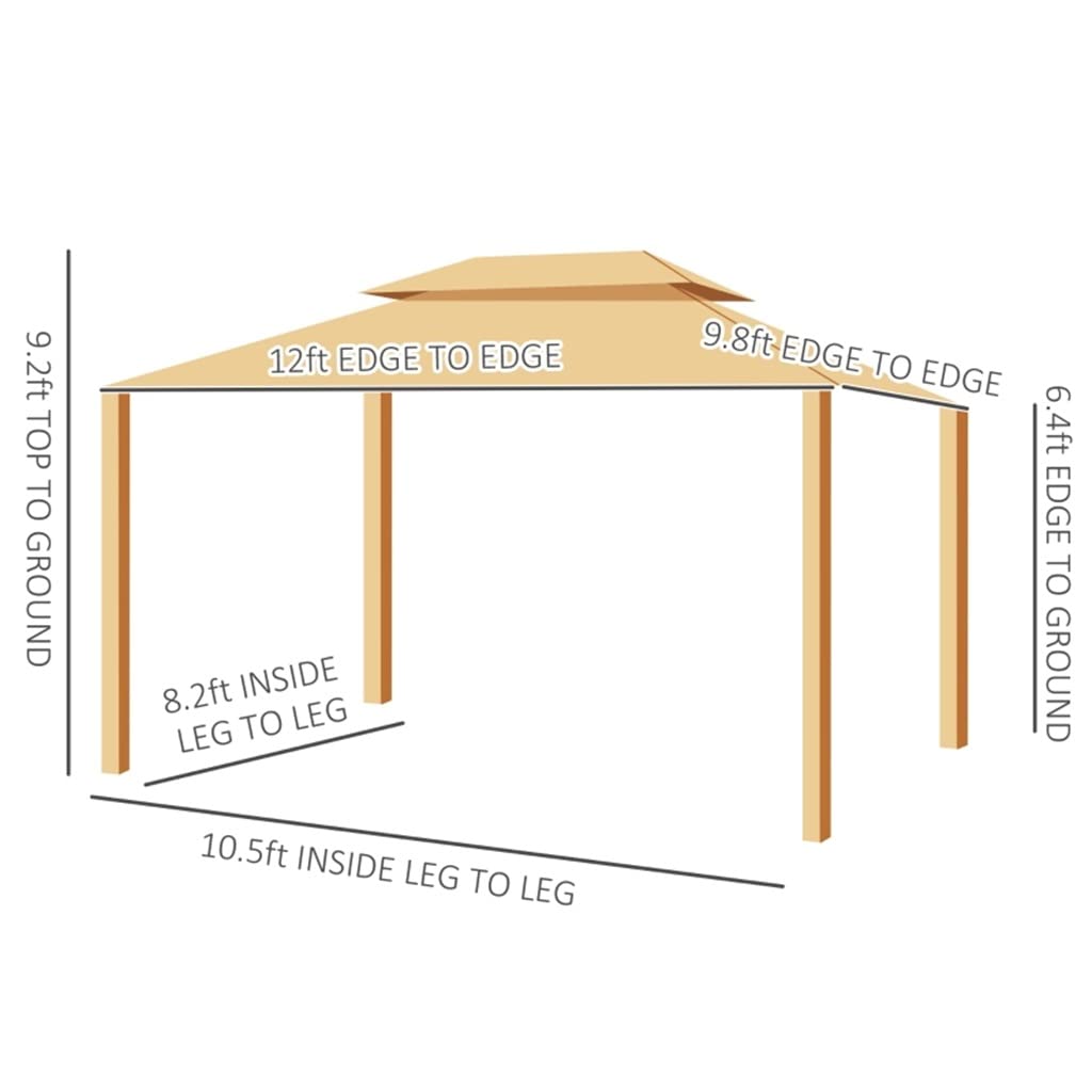MGWYE 12' x 10' Hardtop Gazebo Steel Canopy Outdoor Pergola with Aluminum Frame and Netting for Patios, Gardens, Lawns