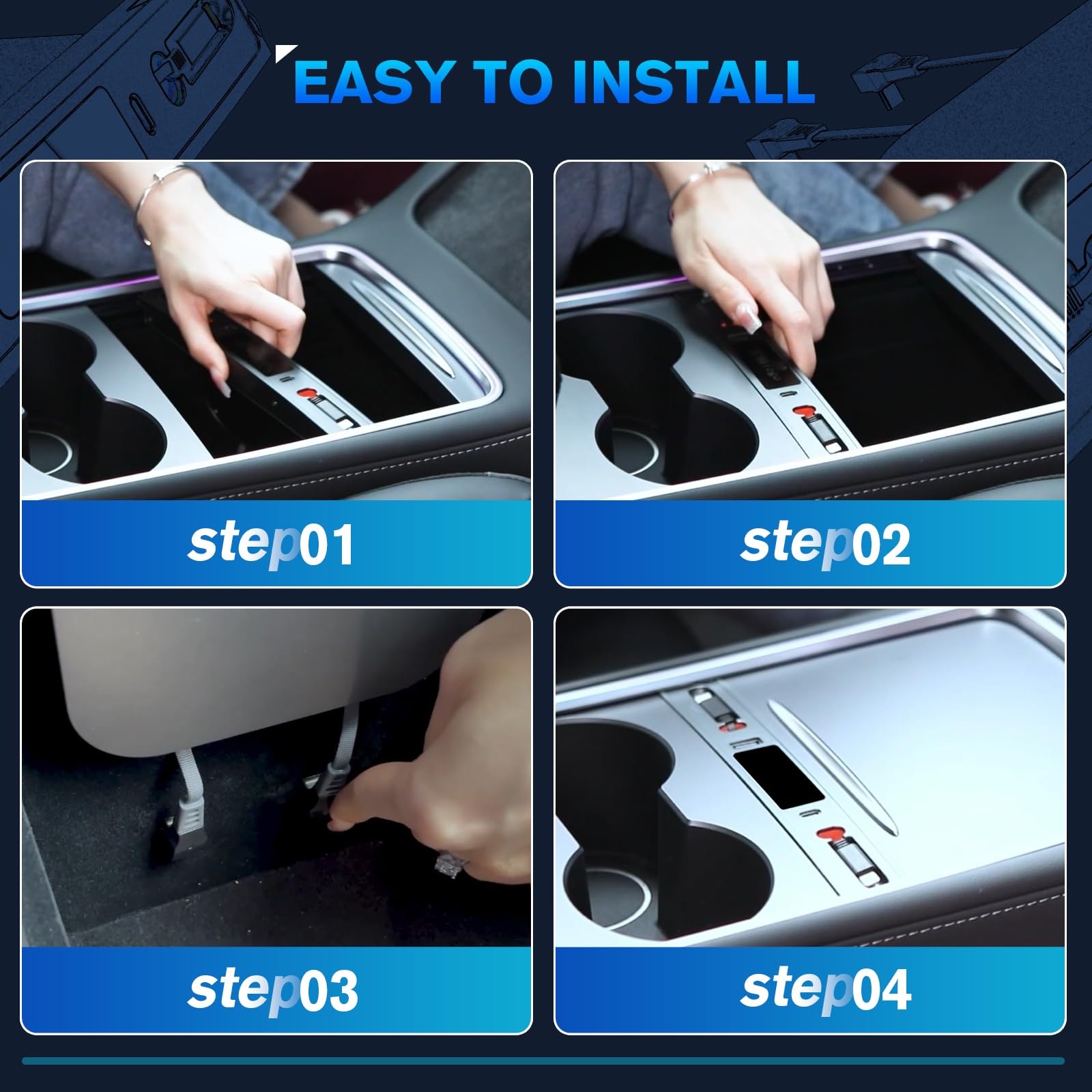 AOLEAD Tesla Model 3 Model Y 2021 2022 2023 Accessories for Tesla Center Console Organizer
