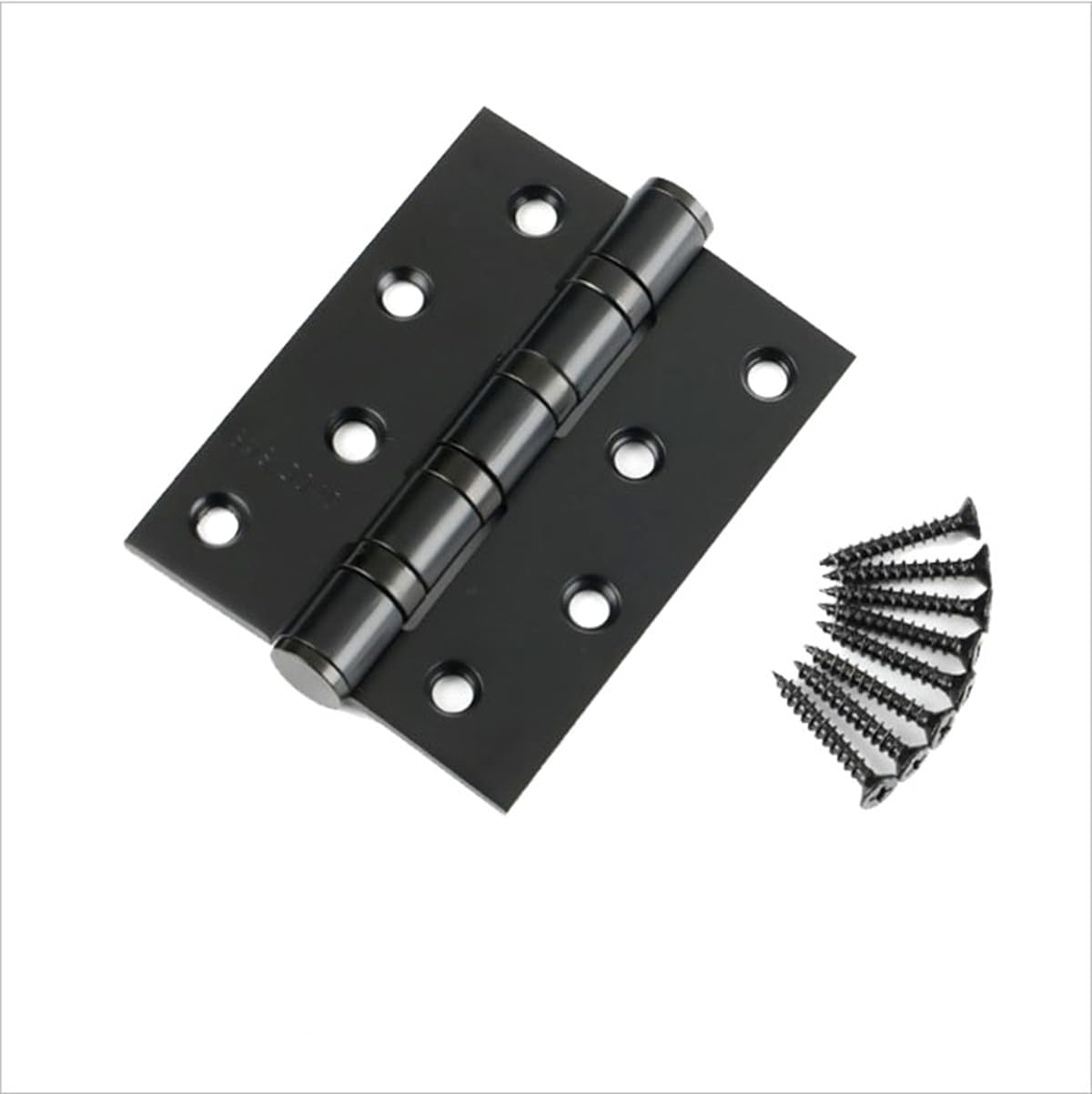 WANLIAN 4" Matte Black Ball Bearing Door Hinges,3 mm Thick Stainless Steel,Solid Square Corner Heavy-Duty for Exterior & Interior Doors, with Mounting Screws (2 Pack)