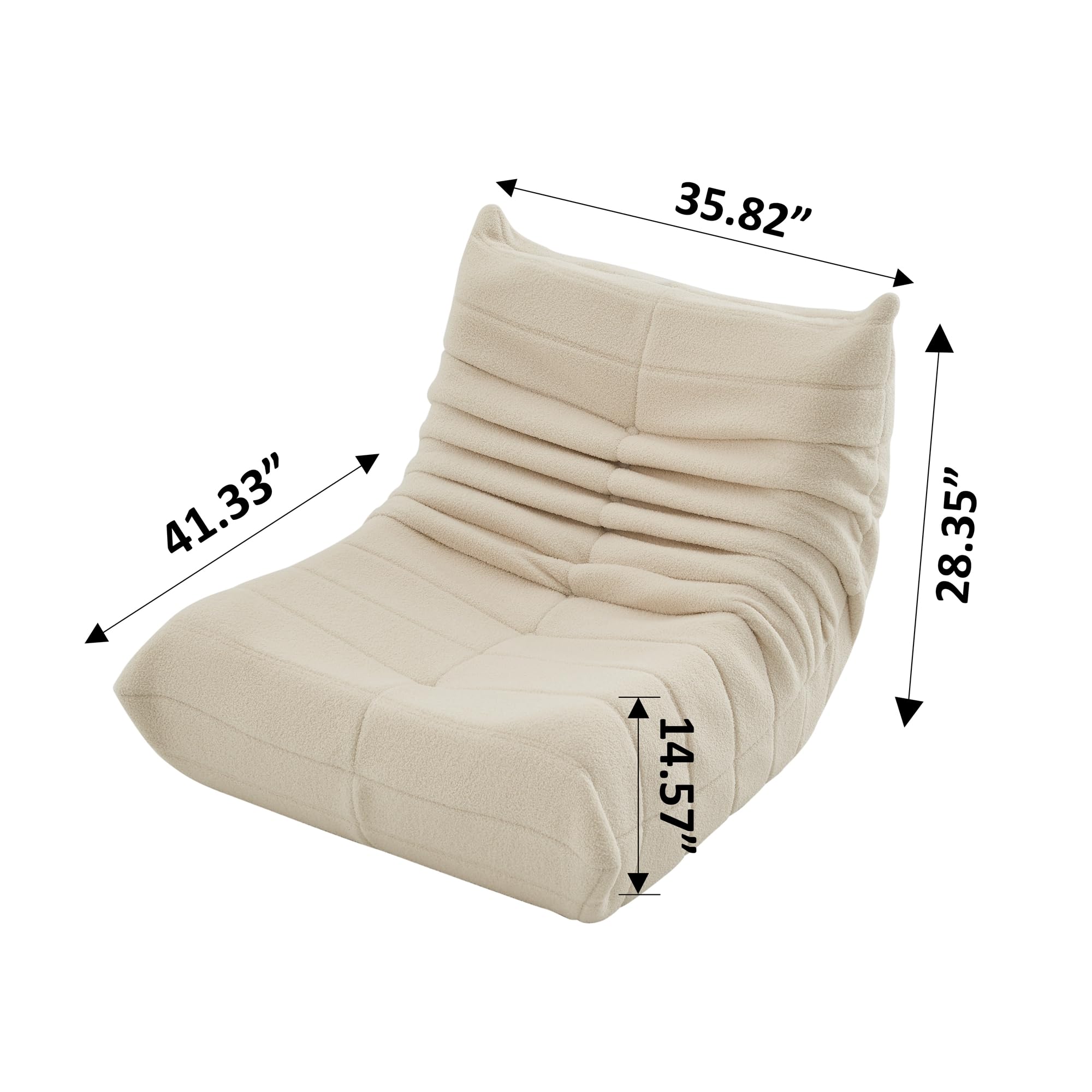 VASOENY 35.8'' X 41.3'' Armless Fireside Chair, Oversized Soft Sherpa Fabric Floor Lounge Sofa Couch, Comfy Single Lazy Sofa, Leisure Bean Bag Chair for Living Room, Bedroom, Office, Apartment