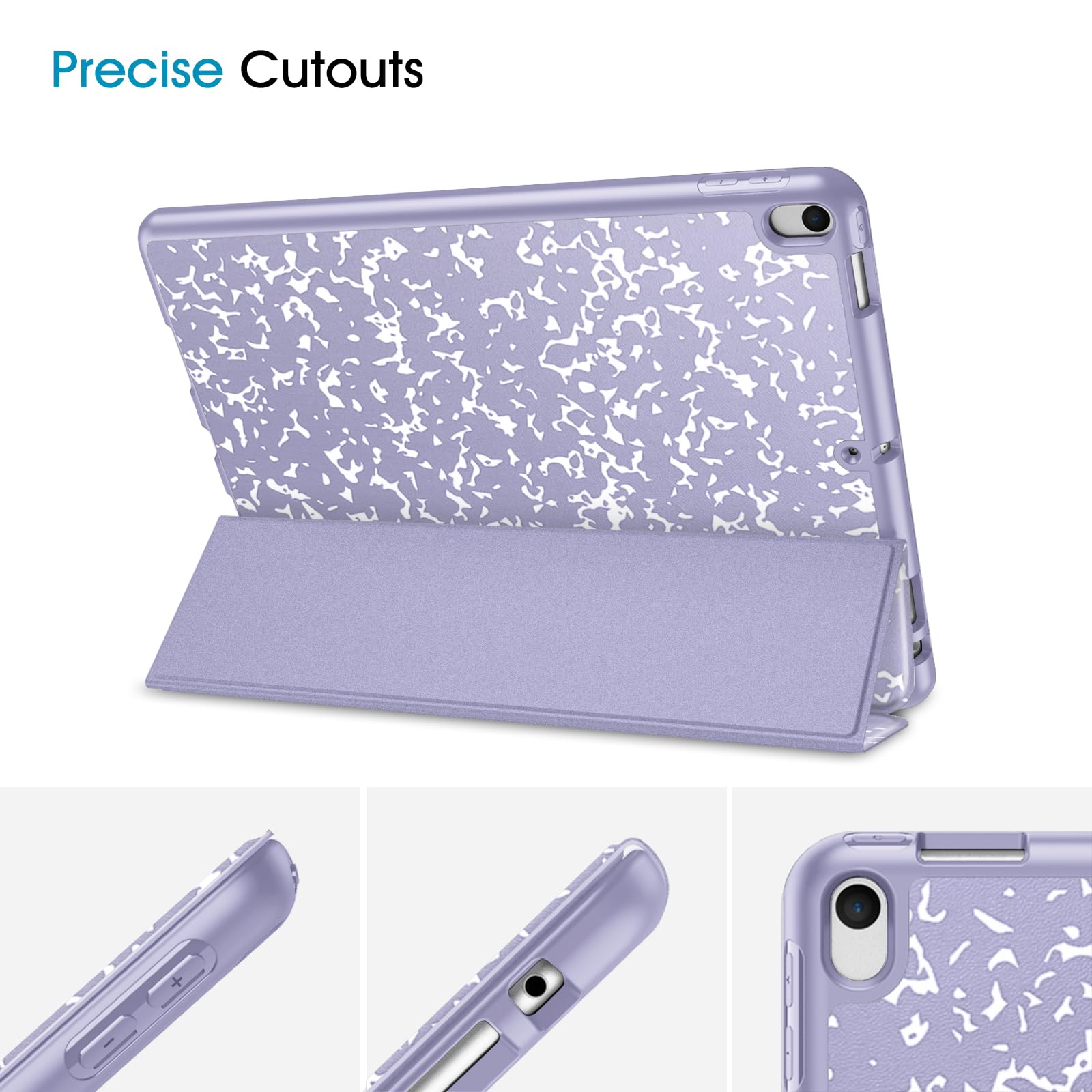 Fintie SlimShell Case for iPad Air 3rd Gen 10.5" 2019 / iPad Pro 10.5 Inch 2017 with Built-in Pencil Holder - Lightweight Smart Stand Soft TPU Back Cover, Auto Wake/Sleep (Composition Book Lilac)