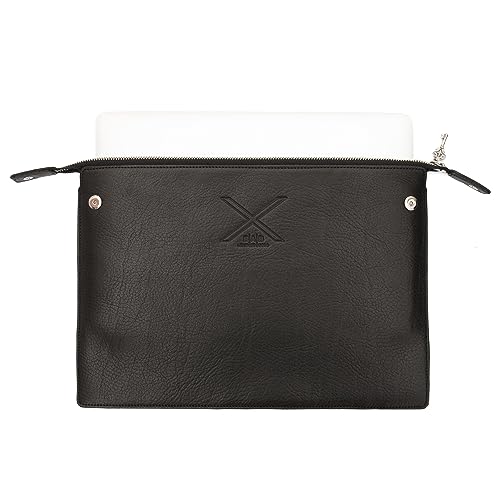 Luxurious Genuine Full-Grain Tanned Leather/Felt Sleeve for MacBook Air/Pro 13.3"M1/Pro 14.2"/iPad 12.9"/Notebook. 2 Magnet Snaps and Key-Charm Puller.- 1005 (One Size, Black)