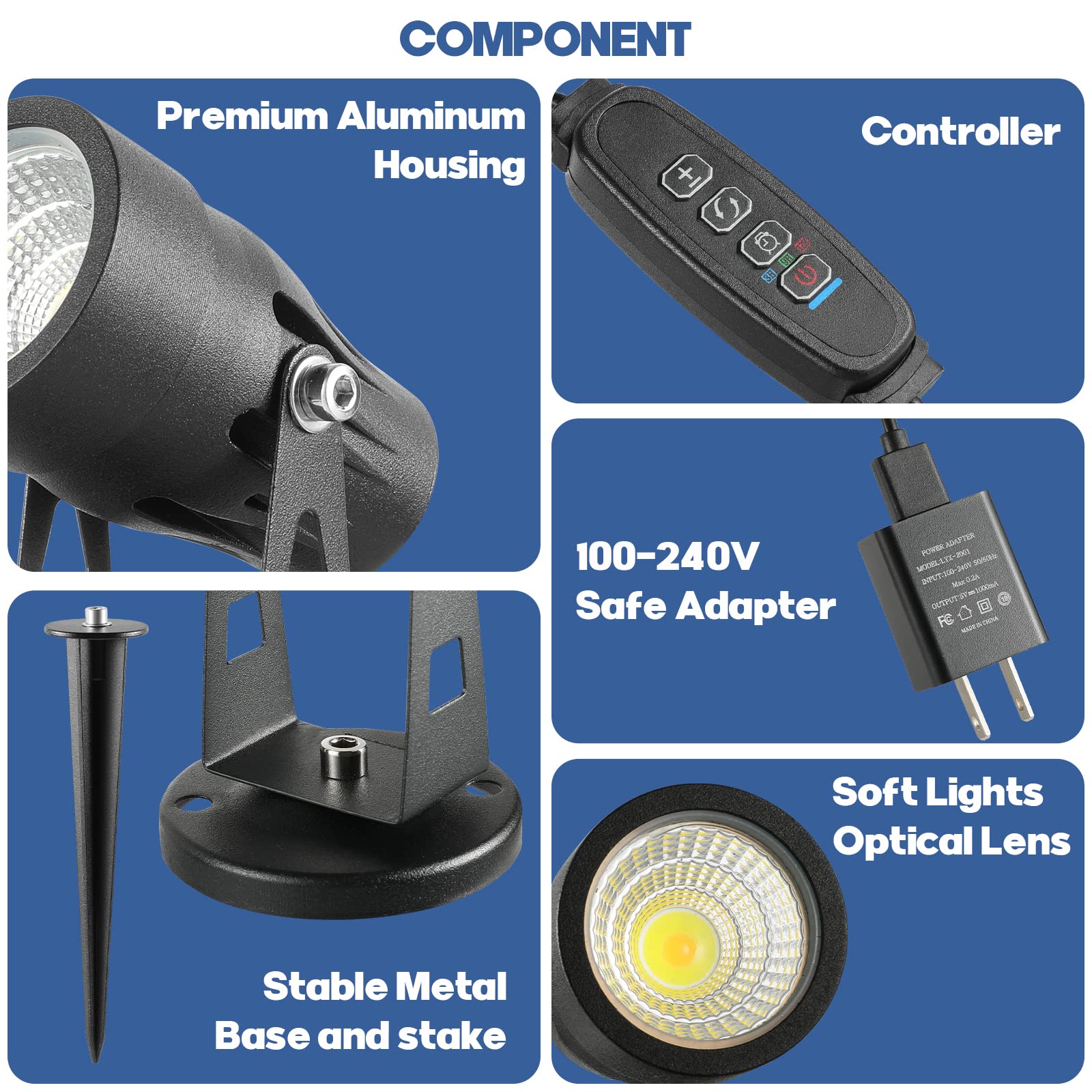 Junview 2 Pack LED Spot Lights Indoor 3000K/4000K/6000K Adjustable Up Lights Indoor 3W Dimmable Floor Spotlight for Plants Uplighting Indoor with Auto On/Off Timer for Pictures Artwork Accent Lighting