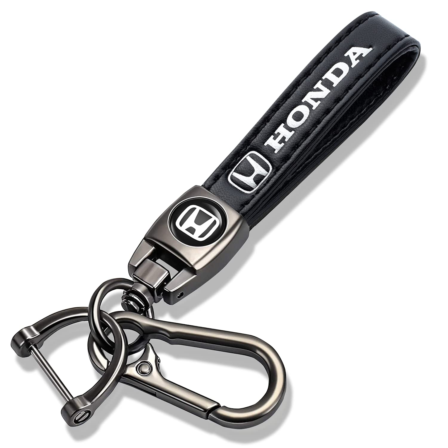 Dialeesi Genuine Leather Car Keychain Compatible with Honda Accord Civic Fit CRV Pilot EX CR-V EX-L Touring Pilot Car Key Chain for Men and women Family Present Key Ring