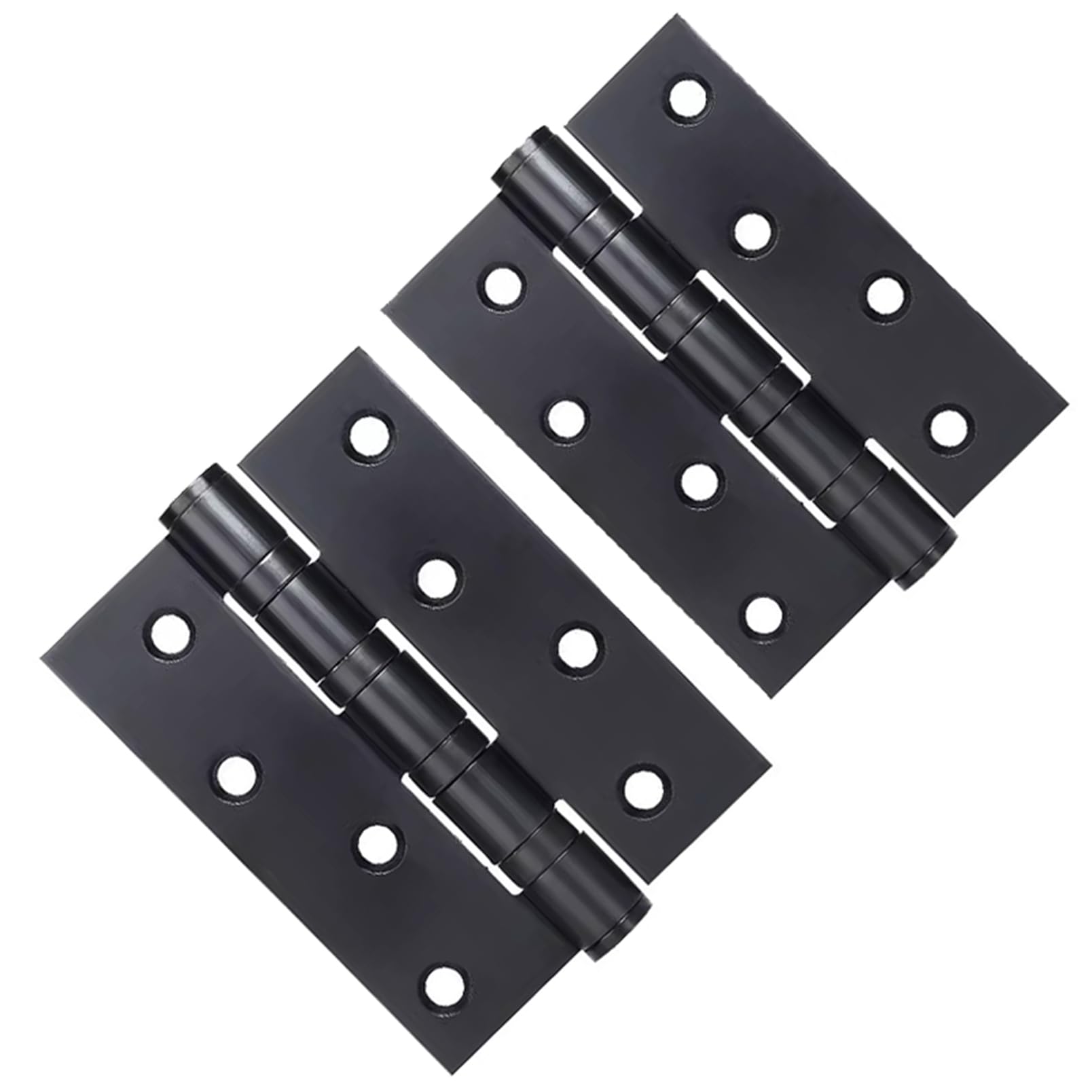 WANLIAN 4" Matte Black Ball Bearing Door Hinges,3 mm Thick Stainless Steel,Solid Square Corner Heavy-Duty for Exterior & Interior Doors, with Mounting Screws (2 Pack)