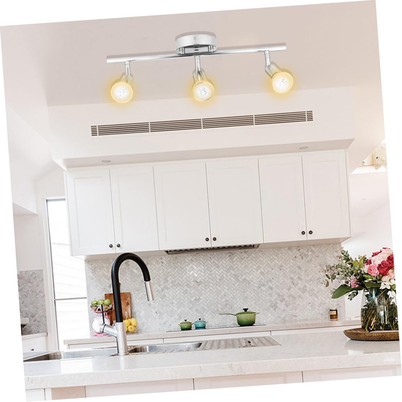 DOITOOL 1pc Led Clothing Store Window Background Wall Gu10 Spotlight Decorative Ceiling Lamp Led Ceiling Lights Recessed Light Fixtures Chandelier Lamp Track Head Dimmable Stainless Steel