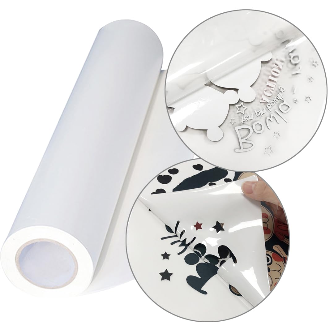 Heat Press Transfer Printable and Cutting PU Vinyl Film White 24" x50ft/roll for All Color T-Shirt,it is Suitable for eco-Solvent,Latex,UV Inkjet Printers