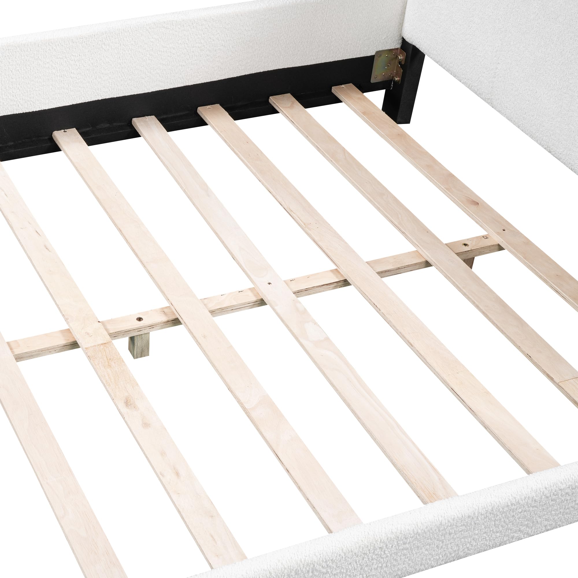 Full Size Upholstered Platform Bed with Cartoon Ears Shaped Headboard, for Kid's Bedroom Furniture