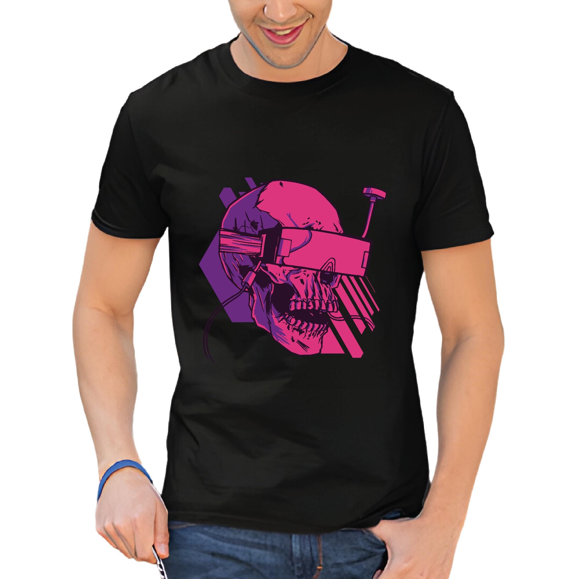 Unique Gift Idea for Drone Pilots Skull FPV Goggles Men Women Black Multicolor T shirt