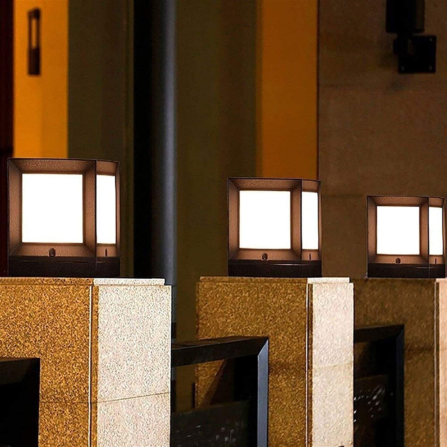 CIRCIR Outdoor Post Light Exterior Pillar Light Premium LED Square Post Cap Light β Outdoor Light for Fence Deck Or Patio -Warm White Lighting-Aluminum - Black-Size : H260MM