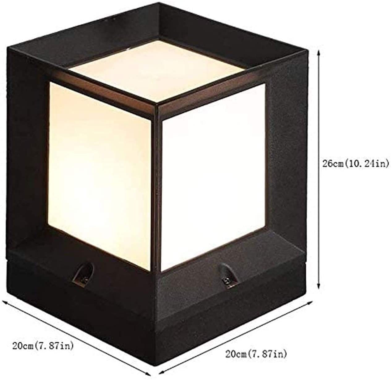 CIRCIR Outdoor Post Light Exterior Pillar Light Premium LED Square Post Cap Light β Outdoor Light for Fence Deck Or Patio -Warm White Lighting-Aluminum - Black-Size : H260MM