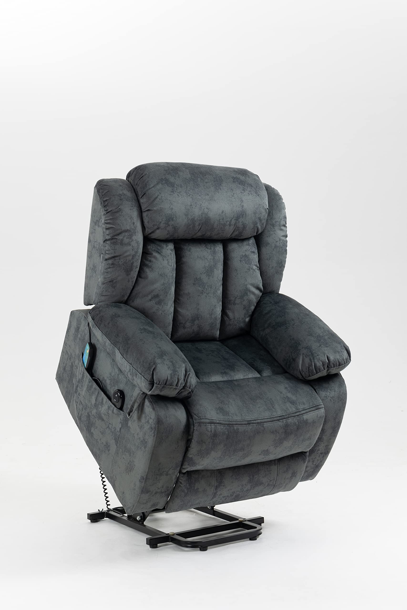 POCIYIHOME 33.5" Electric Power Lift Recliner Chair Sofa with Massage Heating Function for Elderly, Side Pockets, Remote Control, 3 Positions, High-Tech Lift Relax Chair for Living Room, Blue