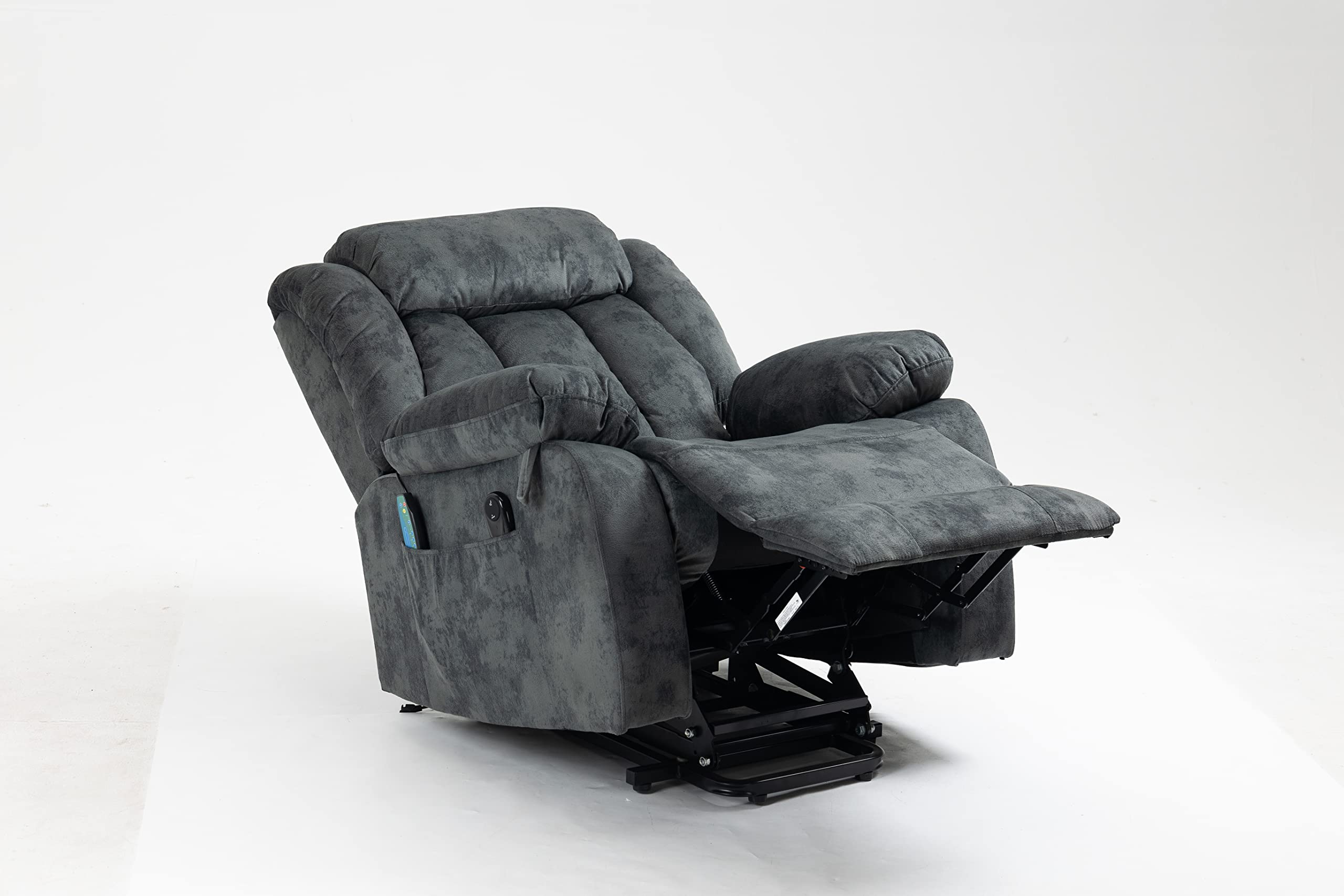 POCIYIHOME 33.5" Electric Power Lift Recliner Chair Sofa with Massage Heating Function for Elderly, Side Pockets, Remote Control, 3 Positions, High-Tech Lift Relax Chair for Living Room, Blue