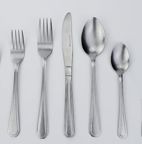 Silverware Set Cutlery Retro Bordered Utensil Flatware Food-Grade Stainless Steel Home Restaurant Small Business,Mirror Finish Tableware 40 Piece Service for 8