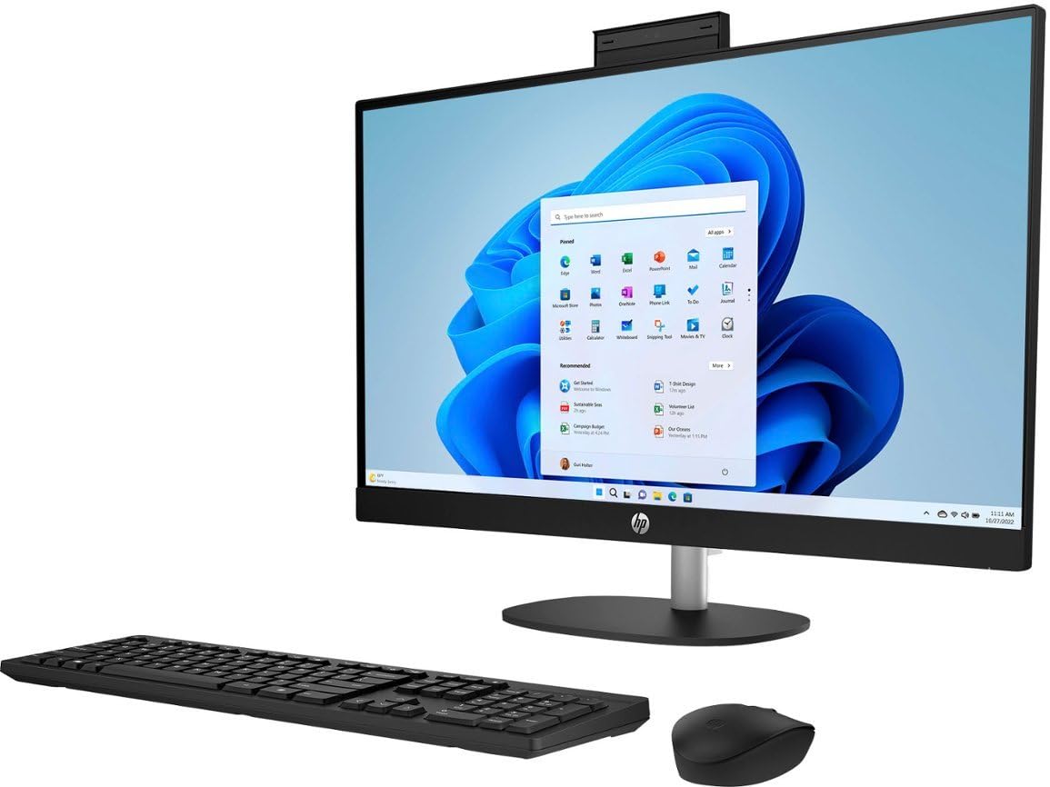 HP 27 All-in-One Touch Desktop 1TB SSD 32GB RAM (AMD Ryzen 7 with 8 cores and Max Boost to 4.50GHz, 1 TB SSD, 32 GB RAM, 27-inch FullHD Touchscreen, Win 11) PC Computer Essential Pavilion