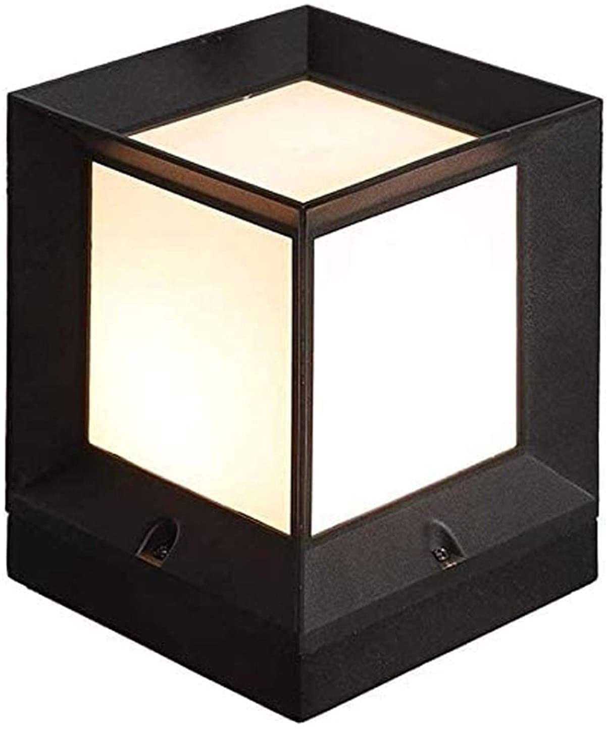 CIRCIR Outdoor Post Light Exterior Pillar Light Premium LED Square Post Cap Light – Outdoor Light for Fence Deck Or Patio -Warm White Lighting-Aluminum - Black-Size : H260MM