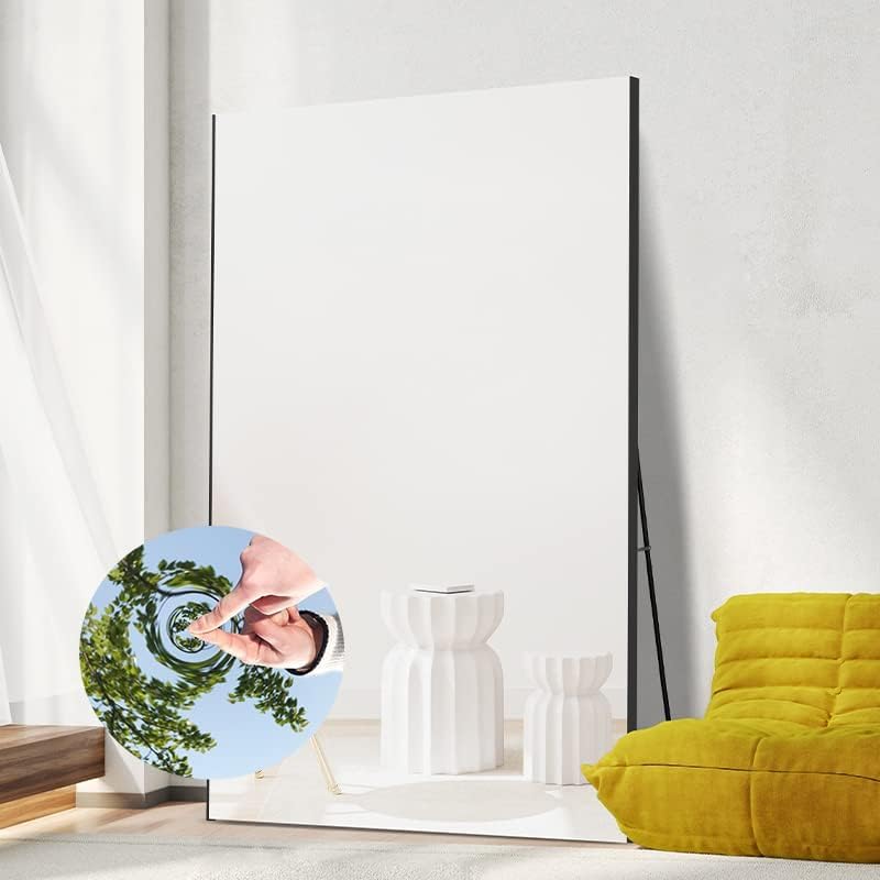 brisafe Full Length Mirror | 71"x40" | Huge Floor Mirror with Stand, Magic Shatterproof Mirror, Unbreakable Mirror for Bedroom, Long Mirror, Safe Body Mirror for Kids and Toddlers, Black