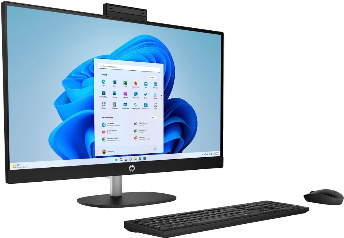 HP 27 All-in-One Touch Desktop 1TB SSD 32GB RAM (AMD Ryzen 7 with 8 cores and Max Boost to 4.50GHz, 1 TB SSD, 32 GB RAM, 27-inch FullHD Touchscreen, Win 11) PC Computer Essential Pavilion