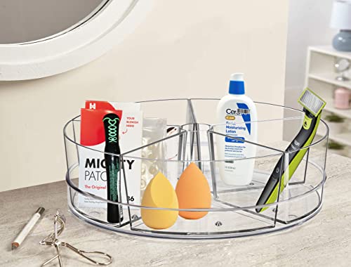 10.6inch Lazy Susan Organizer with 5 Removable Storage Bins, Snack Medicine Cabinet Organizer, Clear Lazy Susan Turntable for Cabinet, Plastic Storage Bins for Kitchen Pantry Organization and Storage