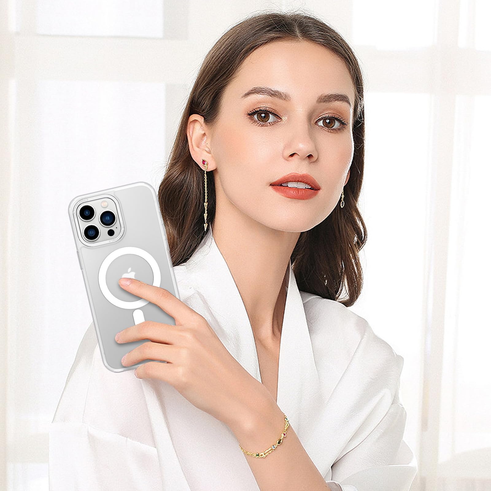 BENTOBEN for iPhone 13 Pro Max Case,[Compatible with MagSafe] iPhone 13 Pro Max Magnetic Phone Case Translucent Matte Shockproof Women Men Girl Protective Cover Case for iPhone 13 Pro Max 6.7",White