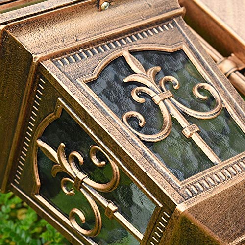 Lights Outdoor 3-Lights Country Vintage Metal Street Lights Courtyard Glass Lantern High Pole Path Column Lamp E27 Exterior Pillar Lantern IP55 Waterproof Park Community Lawn Post Light Stadium