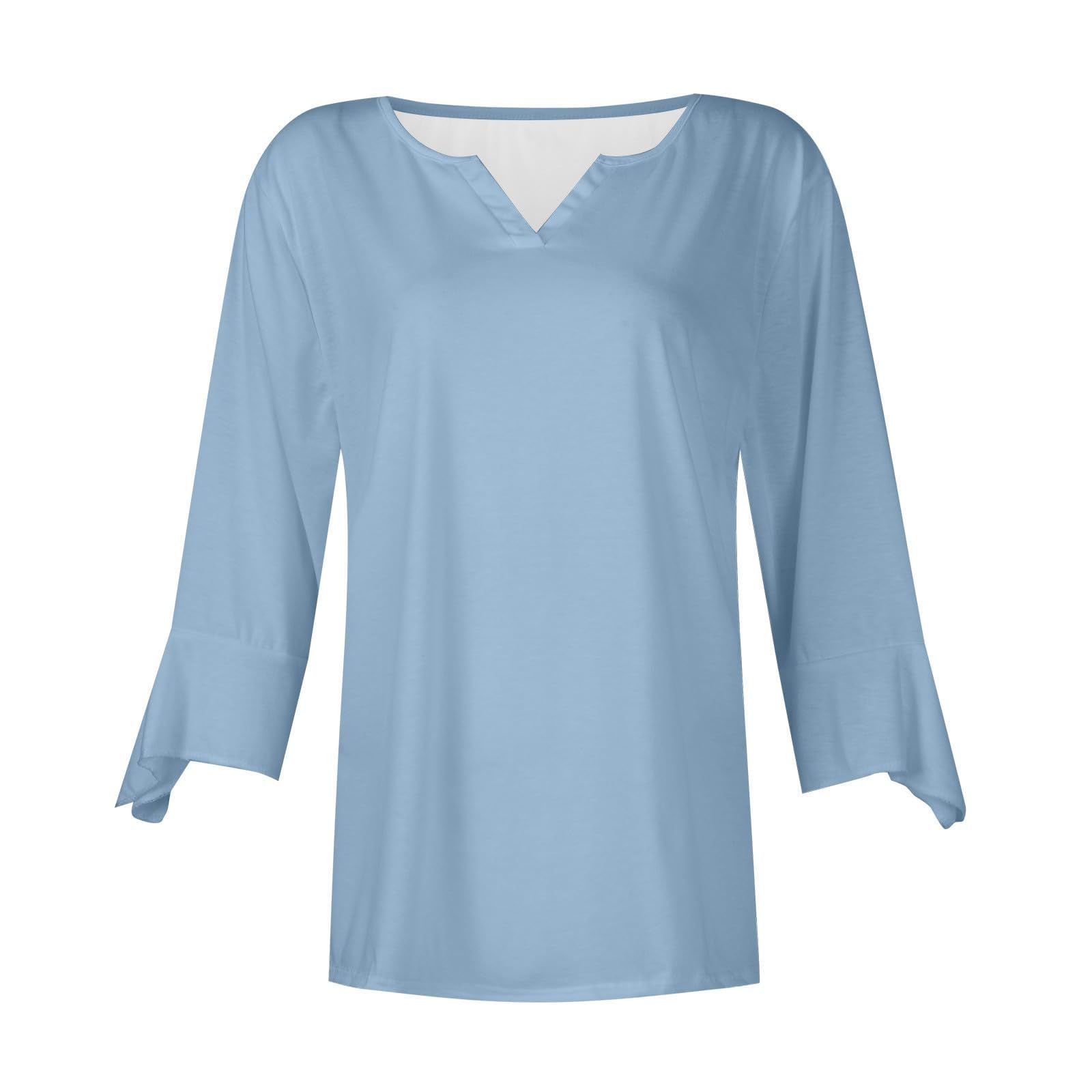 Marble Print Graphic Shirts Leisure Tops for Women Casaul Short Sleeve V-Neck Tees Blouse Regular Soft Tunics Cloth A2-Light Blue Medium