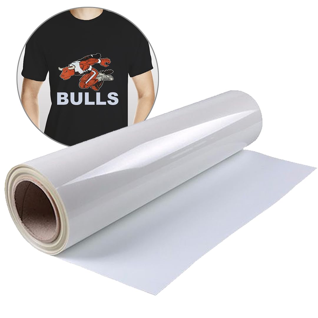 Heat Press Transfer Printable and Cutting PU Vinyl Film White 24" x50ft/roll for All Color T-Shirt,it is Suitable for eco-Solvent,Latex,UV Inkjet Printers