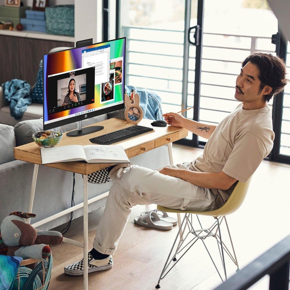 HP 27 All-in-One Touch Desktop 1TB SSD 32GB RAM (AMD Ryzen 7 with 8 cores and Max Boost to 4.50GHz, 1 TB SSD, 32 GB RAM, 27-inch FullHD Touchscreen, Win 11) PC Computer Essential Pavilion