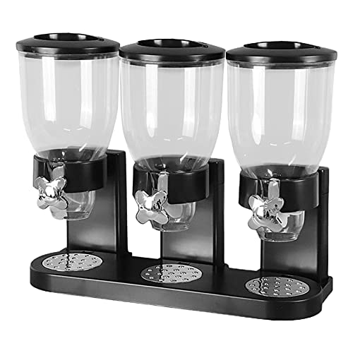 Cereal Dispenser Countertop Indispensable Dry Food Dispenser Triple Food Dispenser Cereal Containers Storage Rice Candy Dispenser Machine for Trail Mix Nut Grain Beans Rice Snack Granola