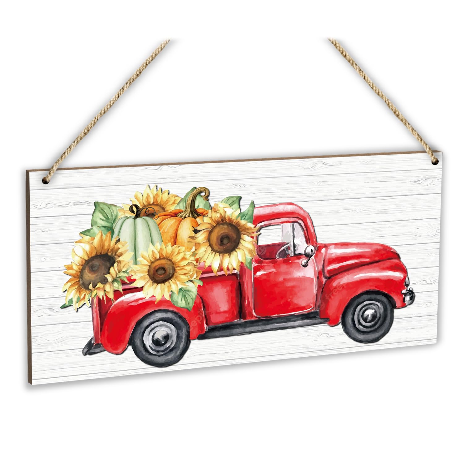 Pumpkin Sunflower Truck Welcome Fall Hanging Sign Wooden Home Decor Plaque, Outdoor Indoor Wood hanging Sign for Thanksgiving, Autumn Harvest Wooden Front Door Sign Wall Porch Farmhouse Decor -28