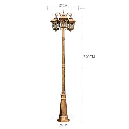 Lights Outdoor 3-Lights Country Vintage Metal Street Lights Courtyard Glass Lantern High Pole Path Column Lamp E27 Exterior Pillar Lantern IP55 Waterproof Park Community Lawn Post Light Stadium