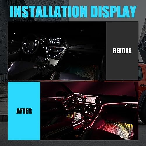 Jawmoy 1 PC Low Energy Consumption Electroluminescent Wire, USB Auto Neon Light Strip, EL Wire Interior Car Led Strip Lights, Car Ambient Lighting Kits, for Most Vehicles (Red)