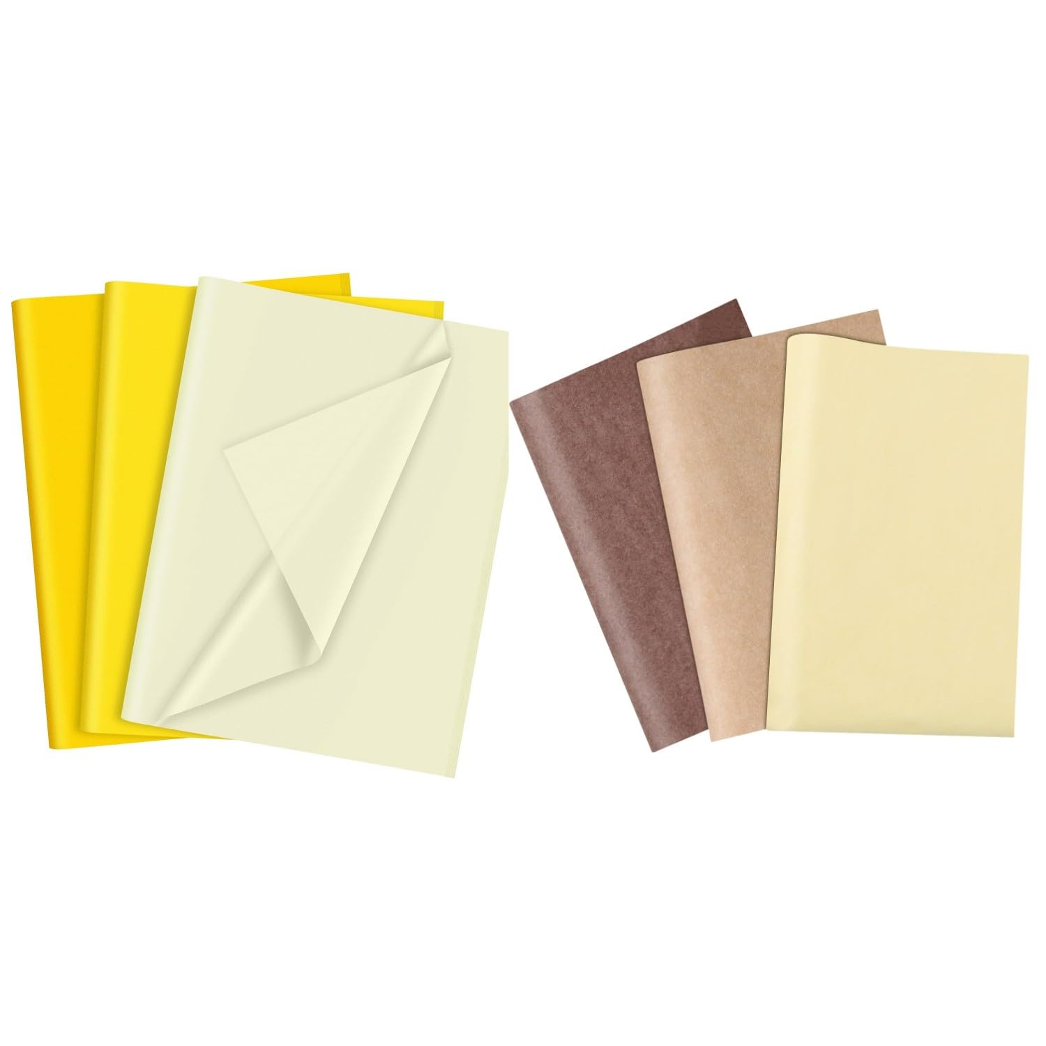 PLULON 60 Sheets Yellow Tissue Paper Bulk and PLULON 60 Sheets Brown Tissue Paper Bulks