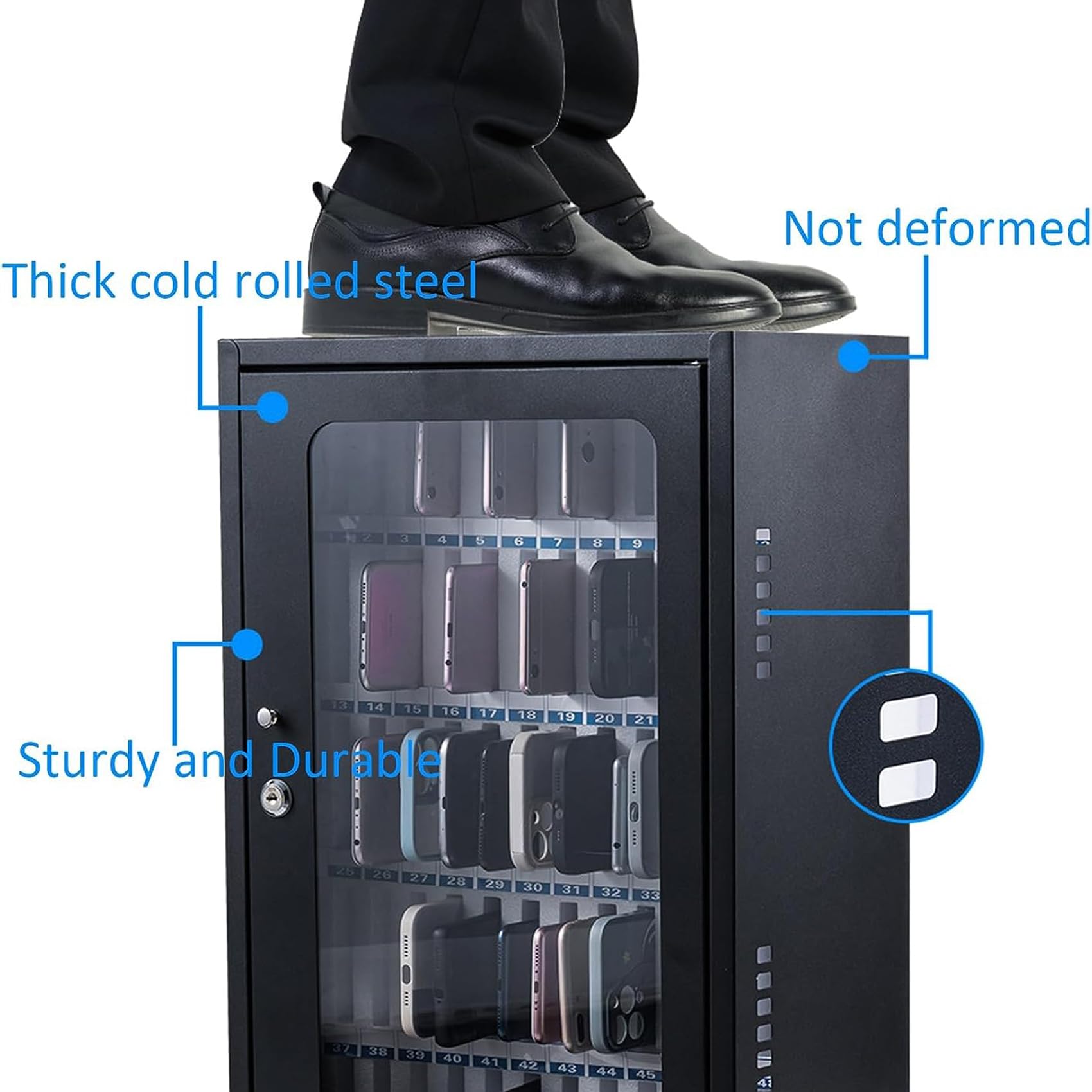 DJFOG Phone Storage Cabinet School Mobile Phone Safe Deposit Box Metal Durable Mobile Phone Storage Box Mobile Phone Storage Cabinet with Lock,Black,36bits