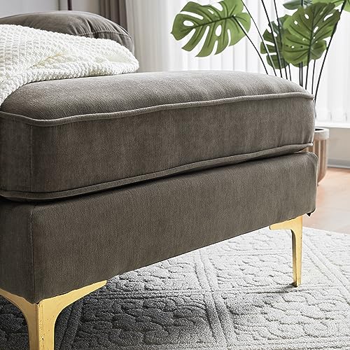 BIADNBZ 83" Velvet Sectional Sofa with Right Chaise, Modern L-Shaped Couch with Armrest for Living Room Bedroom Corner, Brown