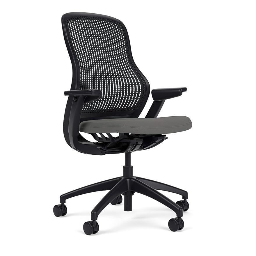 Knoll Regeneration Adjustable Ergonomic Office Desk Chair with Flex Back, Onyx/Pebble