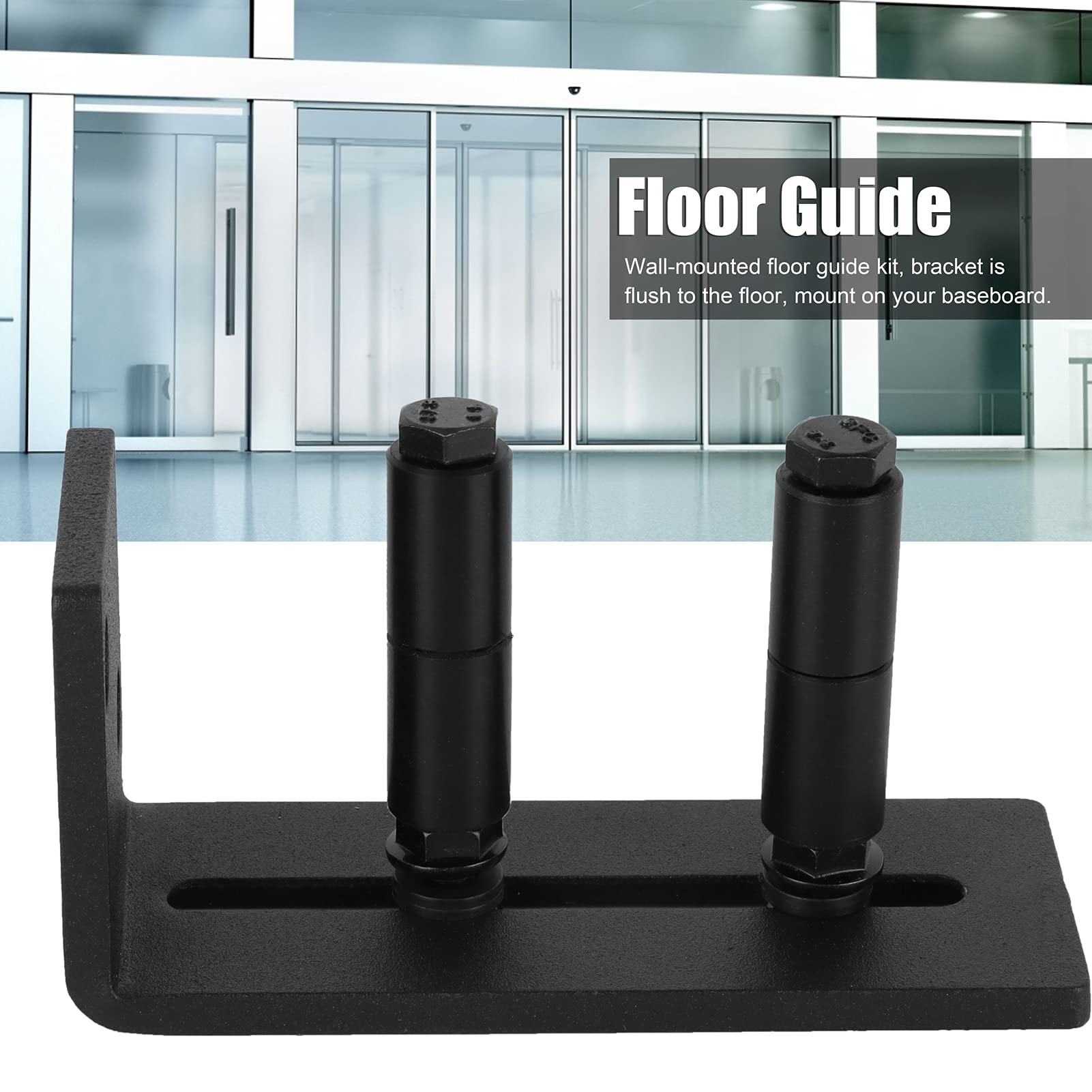 Sliding Barn Door Floor Guide, Carbon Steel Flush Flat Bottom Design Adjustable Floor Roller Guide Kit Wall Mounted Door Hardwares Accessory (10.5x4cm / 4.1x1.6in)
