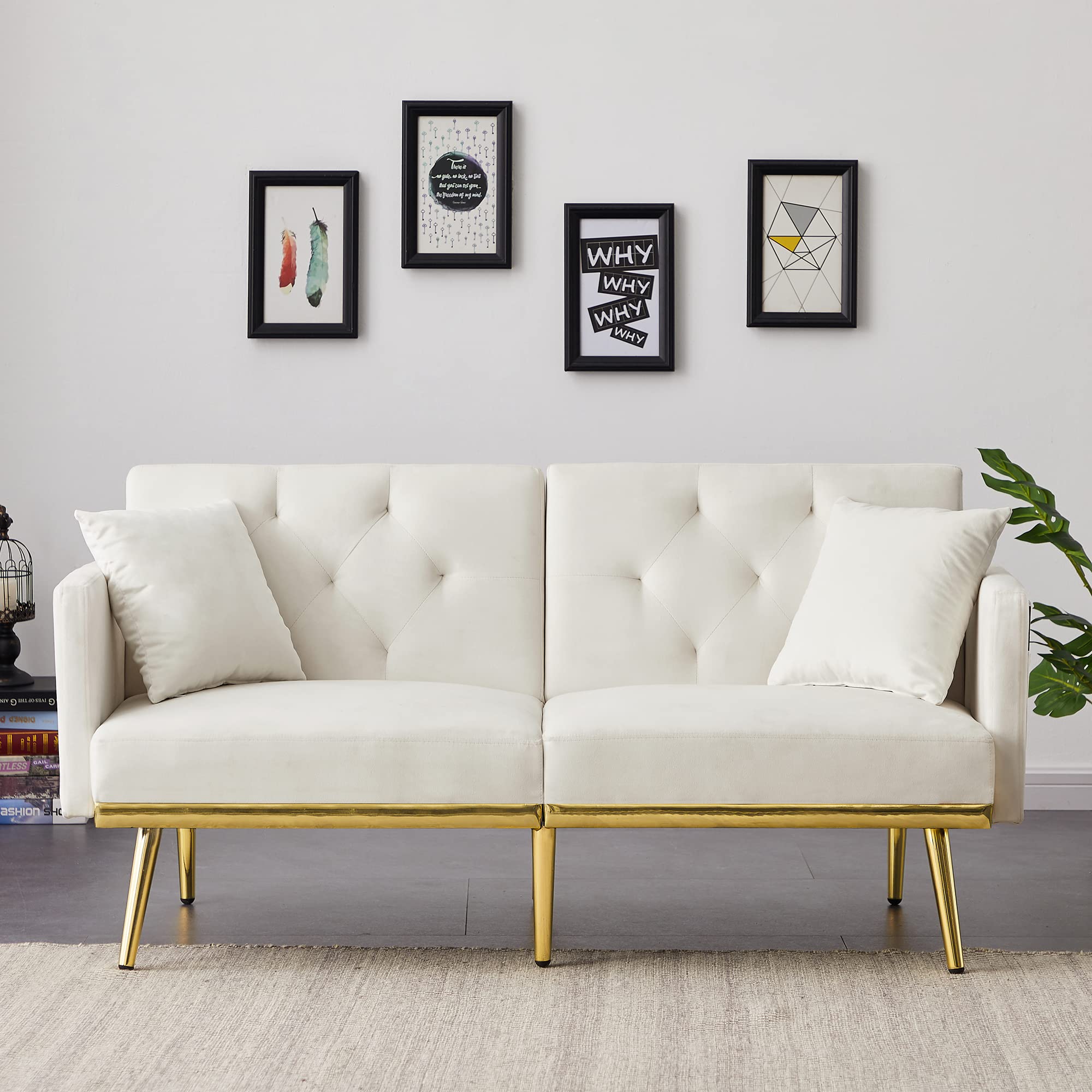 Eafurn Loveseat Futon Sofa Bed Sleeper Couch