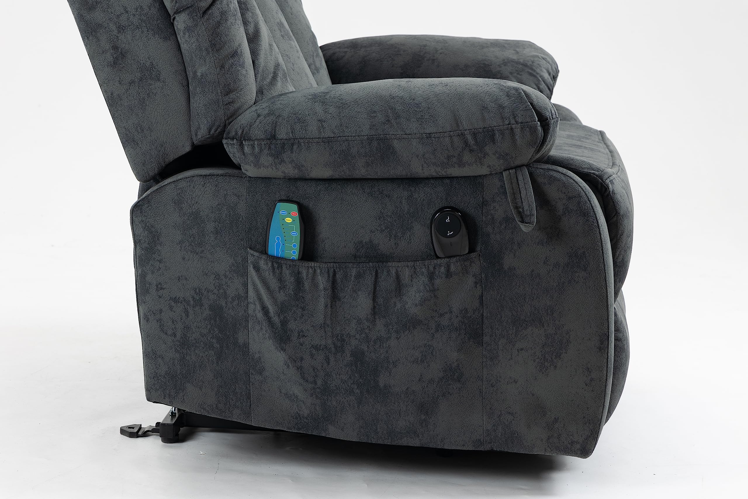 KoiHome 33.5" Electric Power Lift Recliner Chair Sofa with Massage Heating Function for Elderly, Side Pockets, Remote Control, 3 Positions, High-Tech Lift Relax Chair for Living Room, Blue