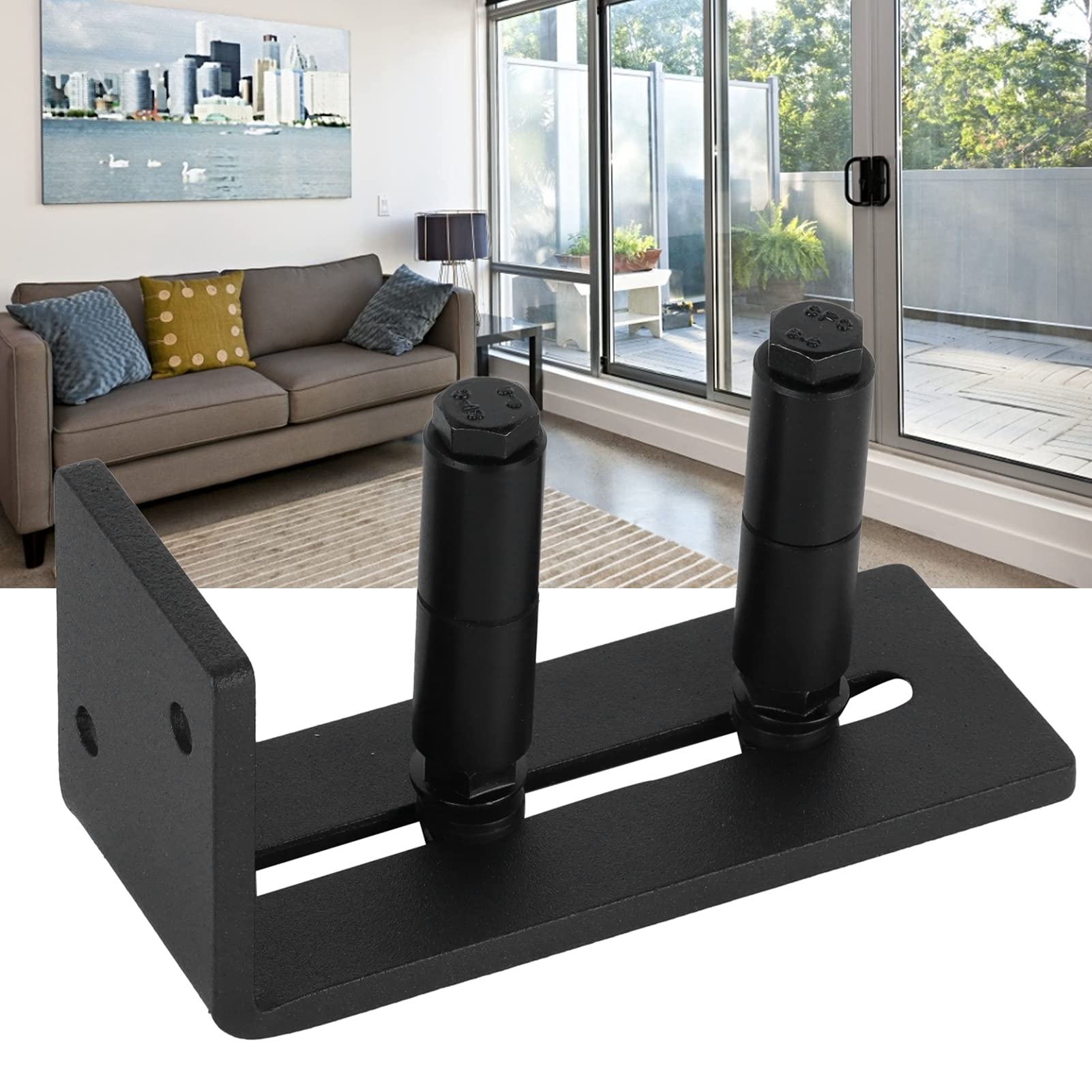 Sliding Barn Door Floor Guide, Carbon Steel Flush Flat Bottom Design Adjustable Floor Roller Guide Kit Wall Mounted Door Hardwares Accessory (10.5x4cm / 4.1x1.6in)