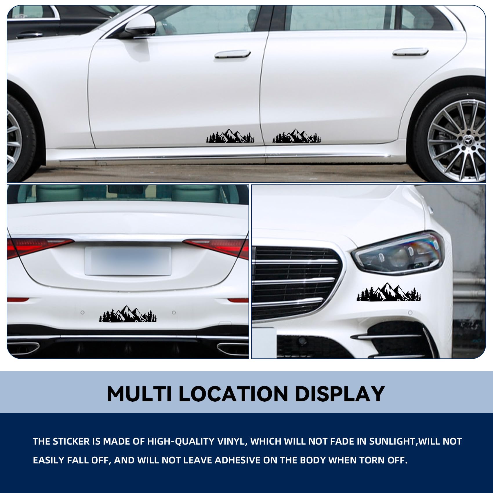 QUICTO 2 PCS Vinyl Car Snowy Mountain Tree Sticker, Car Body Mountain Range Graphic Logo Sticker, for SUV Truck Off-Road Vehicle, Universal Car Sticker Accessories