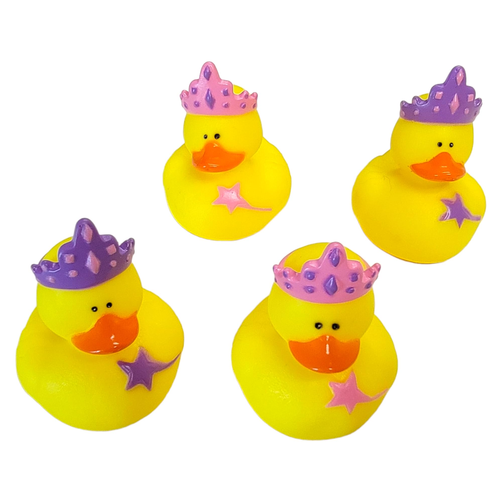 Cool Rubber Duckies for Girls Pink and Purple Princess Star (2") Standard Size. (12 Pack) Cute Duck Bath Tub Pool Toys. (Princess Rubber Ducks)